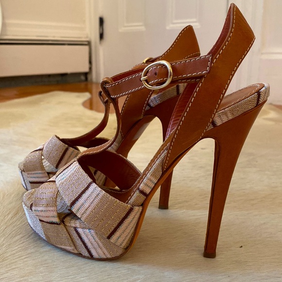 Missoni | Shoes | Missoni Metallic Knit Fabric T Strap Platform Sandals ...